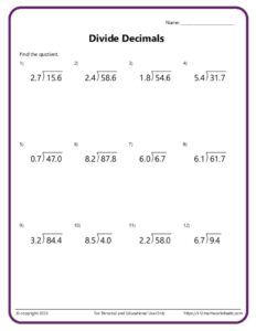Math Decimal Worksheets - Math Worksheets Printable