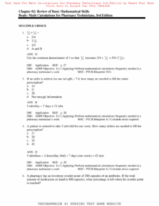 Pharmacy Math Worksheets - Math Worksheets Printable