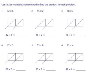 Math Lattice Method Multiplication Worksheets - Math Worksheets Printable