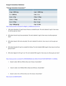 Medication Math Practice Worksheets - Math Worksheets Printable