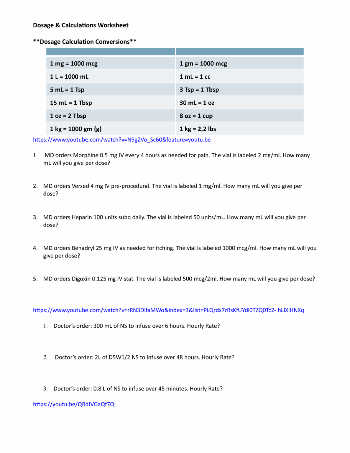 Medical Math Worksheets - Math Worksheets Printable