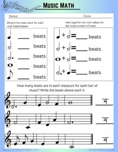 Music Math Worksheets - Math Worksheets Printable