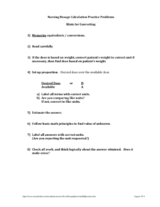Nursing Math Practice Worksheets With Answers - Math Worksheets Printable