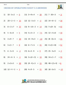 Math Pemdas Worksheets - Math Worksheets Printable